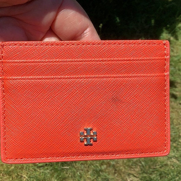 Tory Burch | Accessories | Tory Burch Orange Card Holder Saffiano ...
